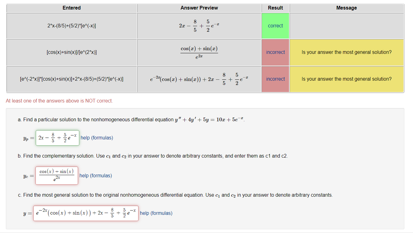 Solved At least one of the answers above is NOT correct. a. | Chegg.com