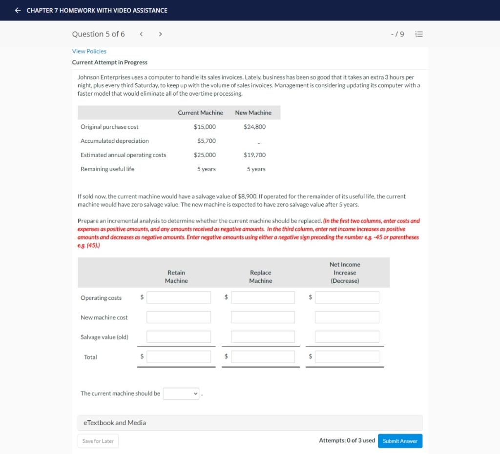 Solved + CHAPTER 7 HOMEWORK WITH VIDEO ASSISTANCE Question 5 | Chegg.com