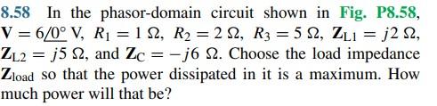 Solved 8.58 In the phasor-domain circuit shown in Fig. | Chegg.com