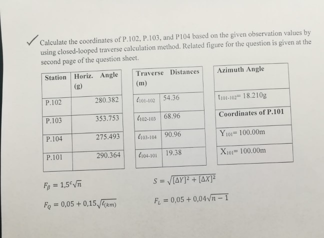 Solved Calculate the coordinates of P.102, P.103, and P104 | Chegg.com