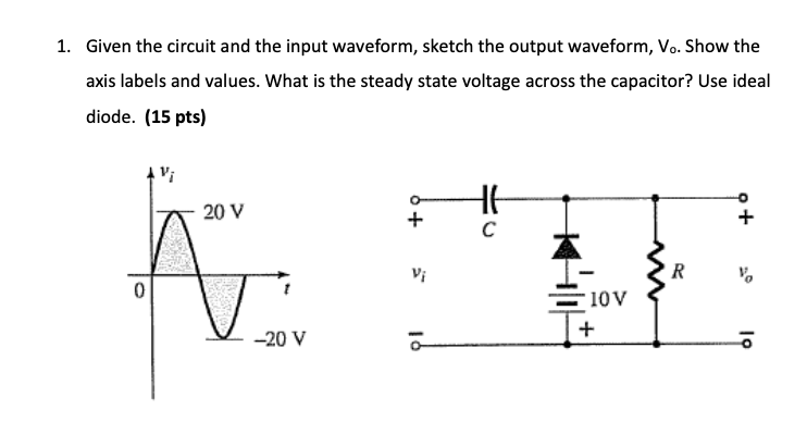 Solved 1. Given the circuit and the input waveform, sketch | Chegg.com