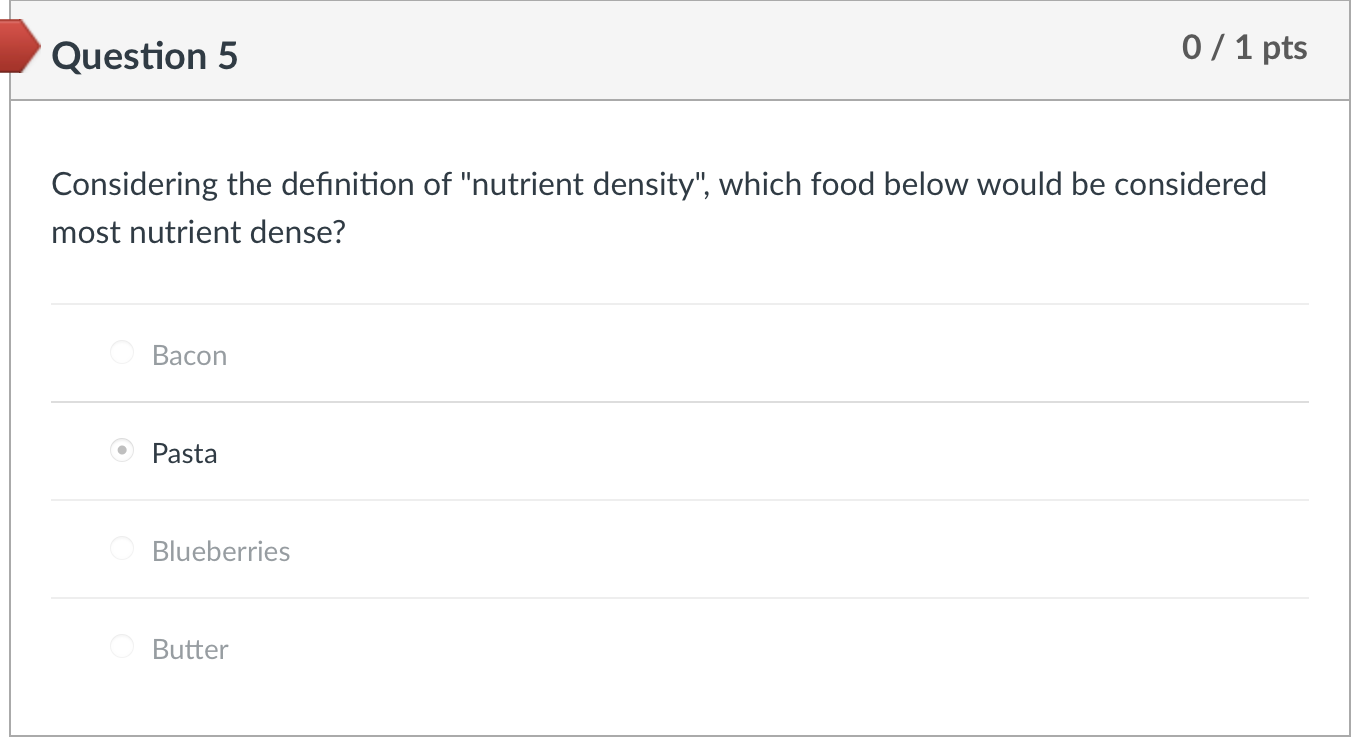Solved Considering the definition of "nutrient density", | Chegg.com