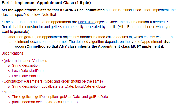 Solved Set the Appointment class so that it CANNOT be | Chegg.com