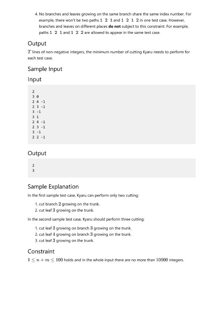Solved Maintaining the Ancient Tree Description In the city | Chegg.com