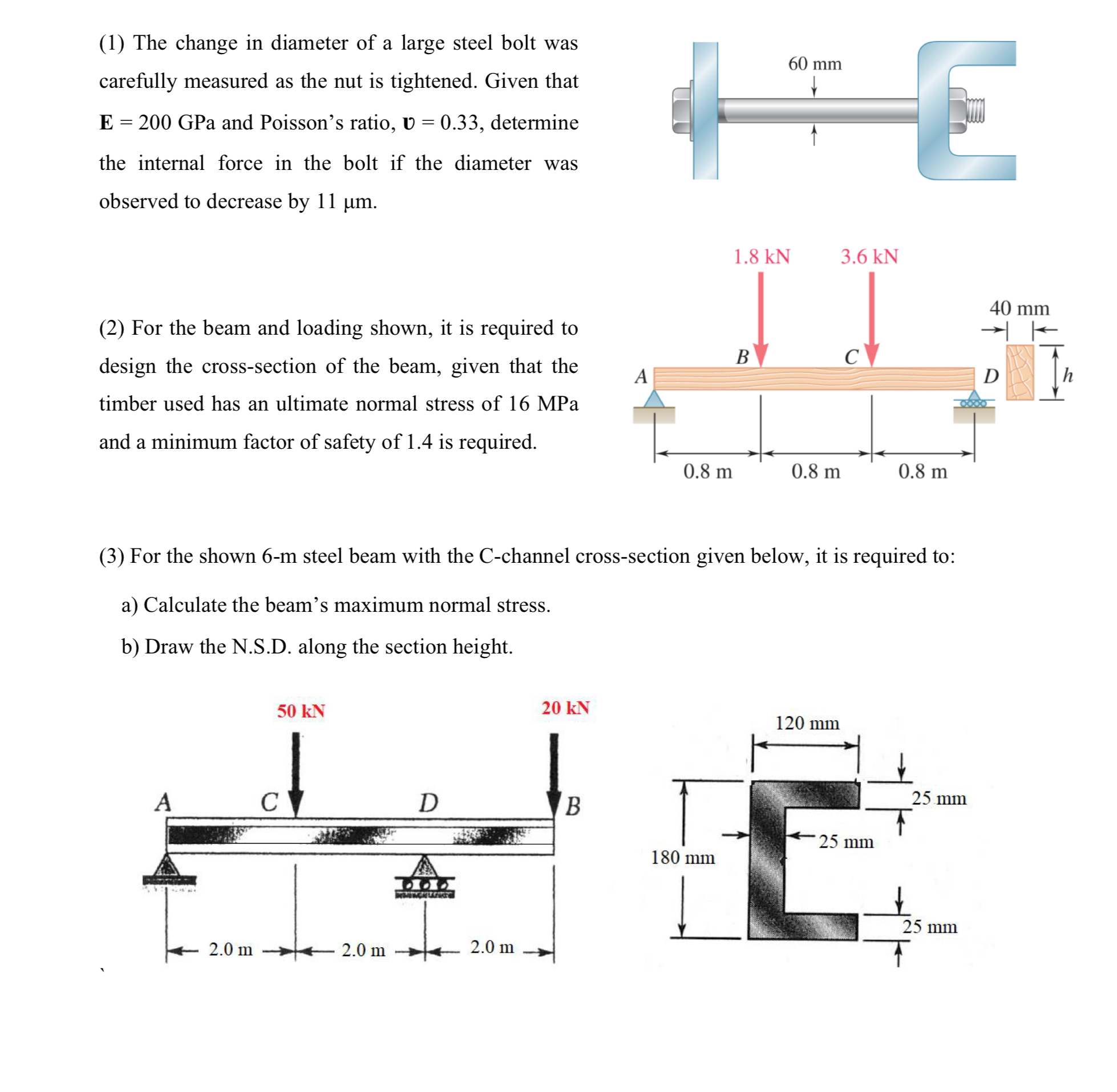 (1) ﻿The change in diameter of a large steel bolt | Chegg.com