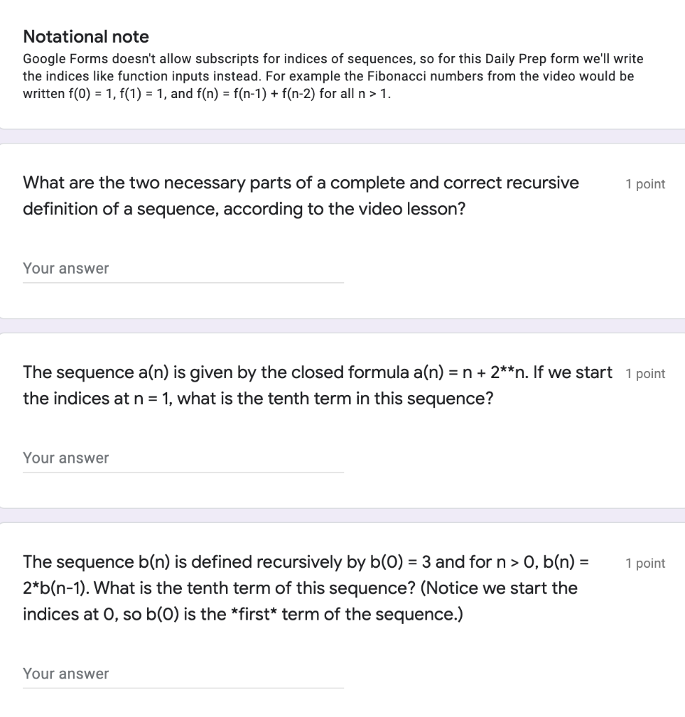 Solved Notational note Google Forms doesn't allow subscripts | Chegg.com