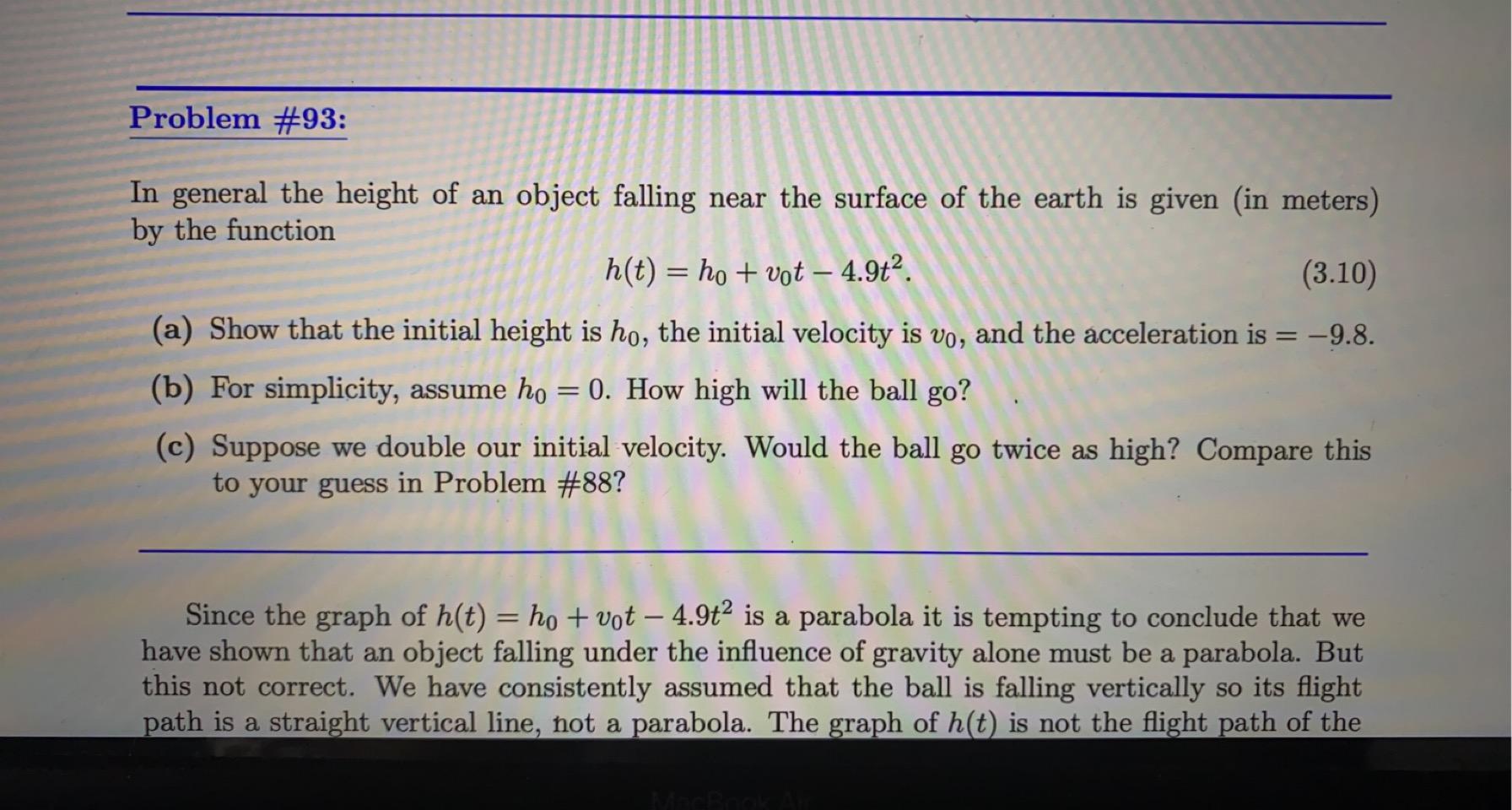 Problem #93: In general the height of an object | Chegg.com