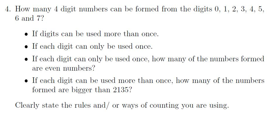 Solved 4. How many 4 digit numbers can be formed from the | Chegg.com