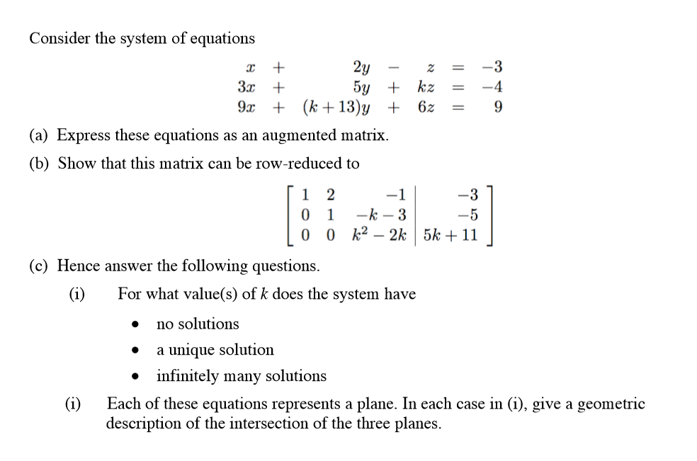 Solved Consider the system of equations 2 + 2y - z = 3x + 5y | Chegg.com