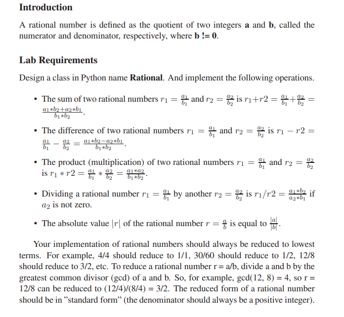 Solved Introduction A rational number is defined as the | Chegg.com