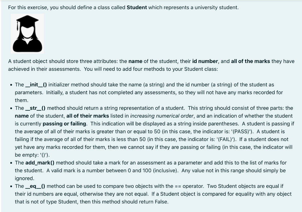 Solved For this exercise, you should define a class called | Chegg.com