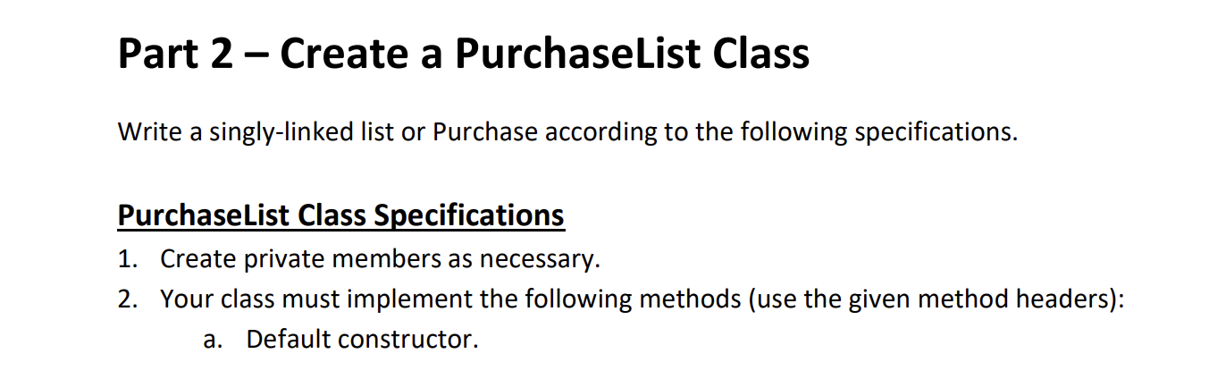 Solved Write a singly-linked list or Purchase according to | Chegg.com