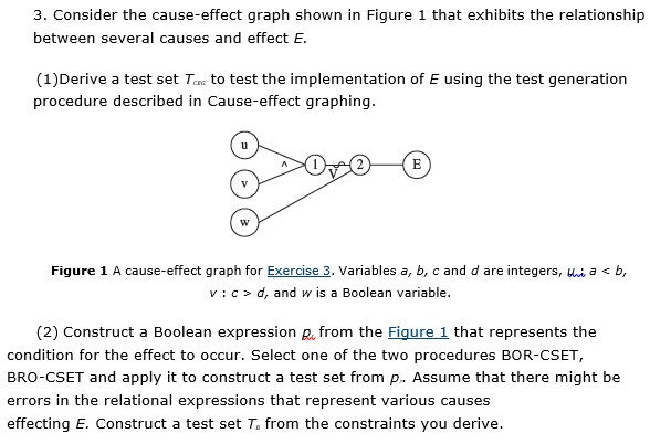 3. Consider the cause-effect graph shown in Figure 1 | Chegg.com