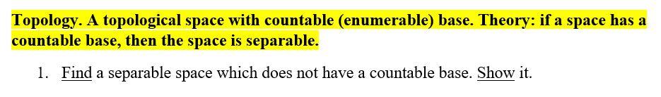 Solved Topology. A topological space with countable | Chegg.com