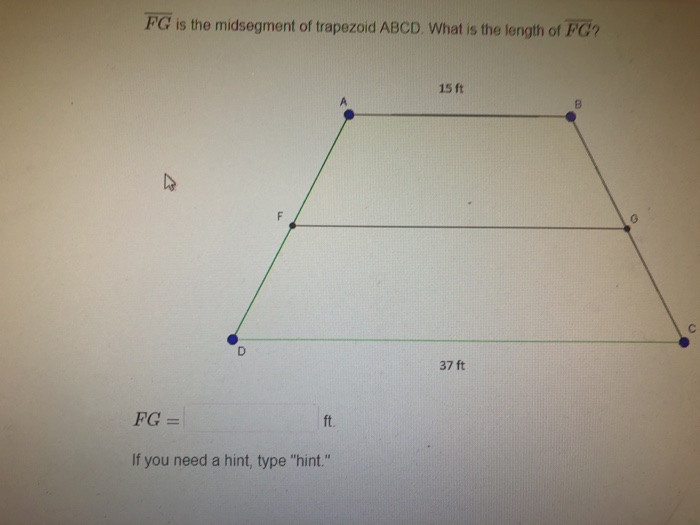 Solved FG is the midsegment of trapezoid ABCD What is the | Chegg.com