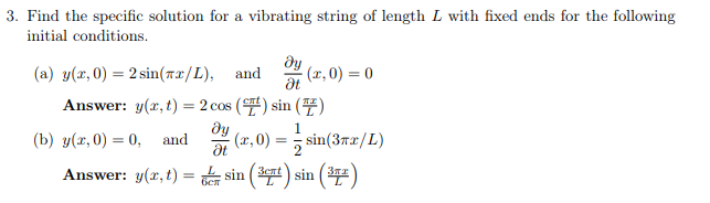 Solved Find the specific solution for a vibrating string of | Chegg.com
