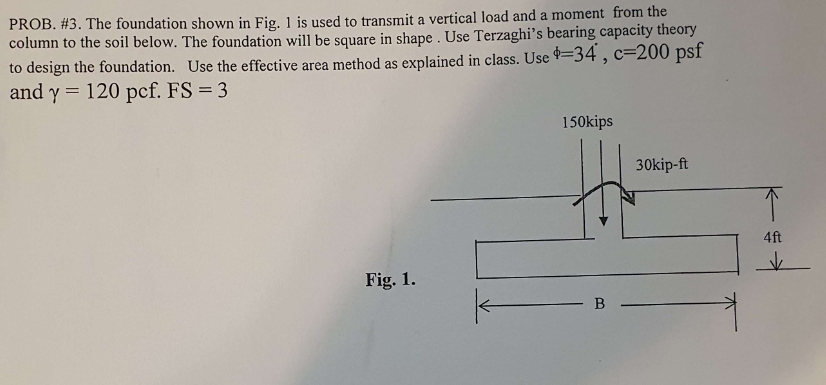 Solved PROB. #3. The foundation shown in Fig. 1 is used to | Chegg.com