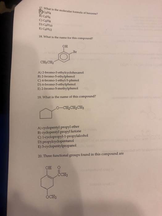 Solved What is the molecular formula of benzene? C6H4 B) | Chegg.com