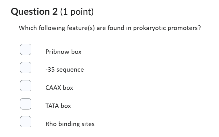 Solved Which following feature(s) are found in prokaryotic | Chegg.com