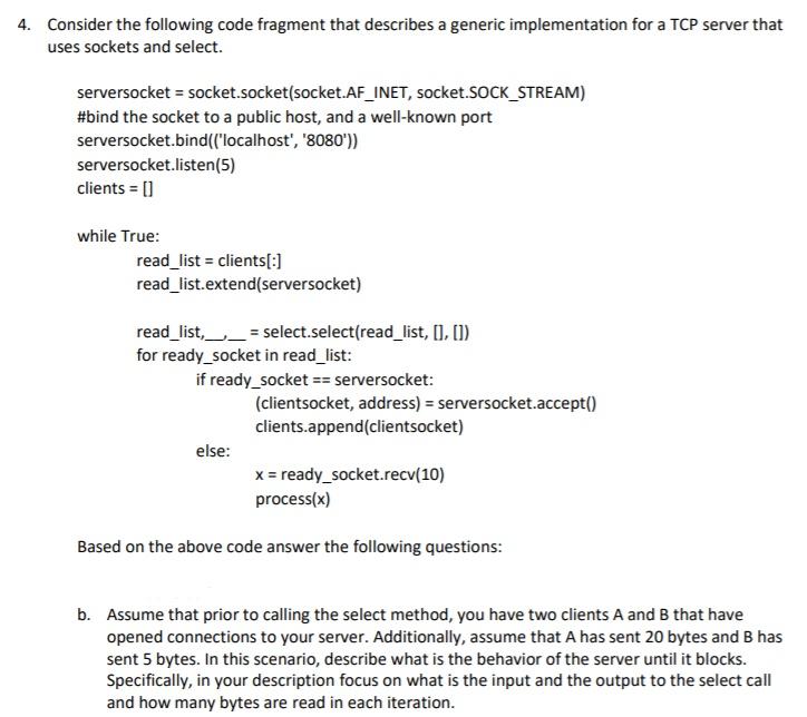 4. Consider the following code fragment that | Chegg.com