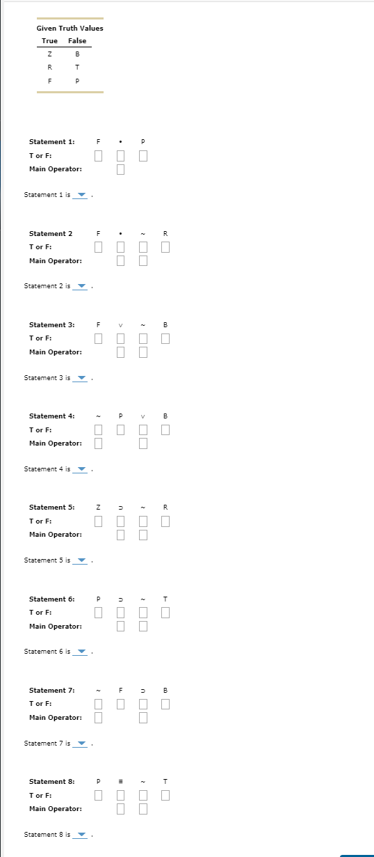 Statement 2 T or F: Main Operator: Statement 2 is | Chegg.com