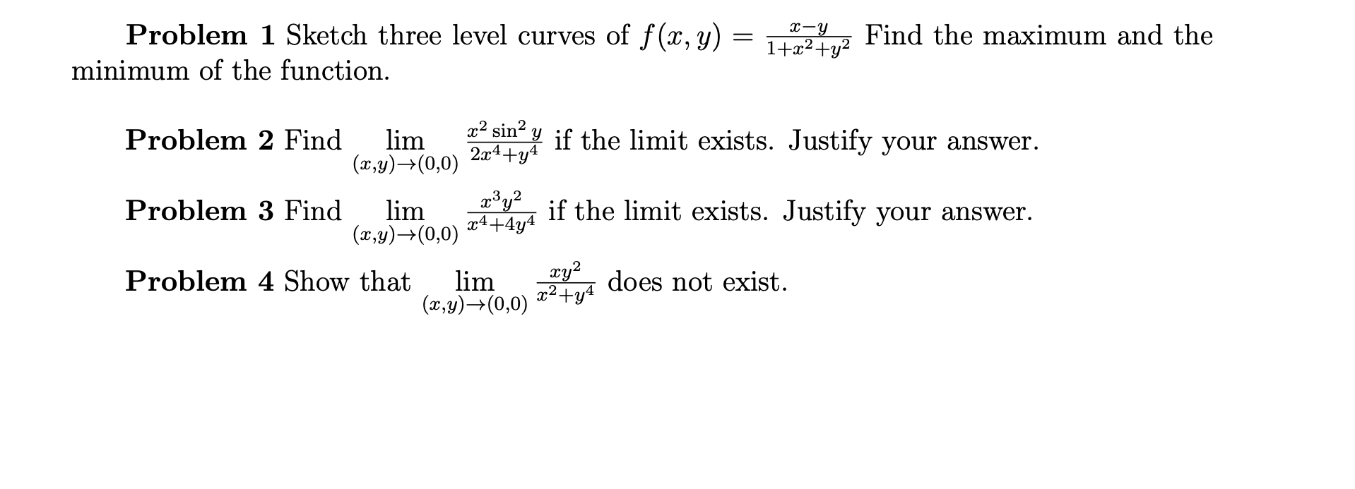 Solved Problem 1 Sketch three level curves of f(x, y) = 16 | Chegg.com