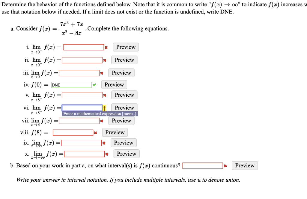 Solved Determine the behavior of the functions defined | Chegg.com
