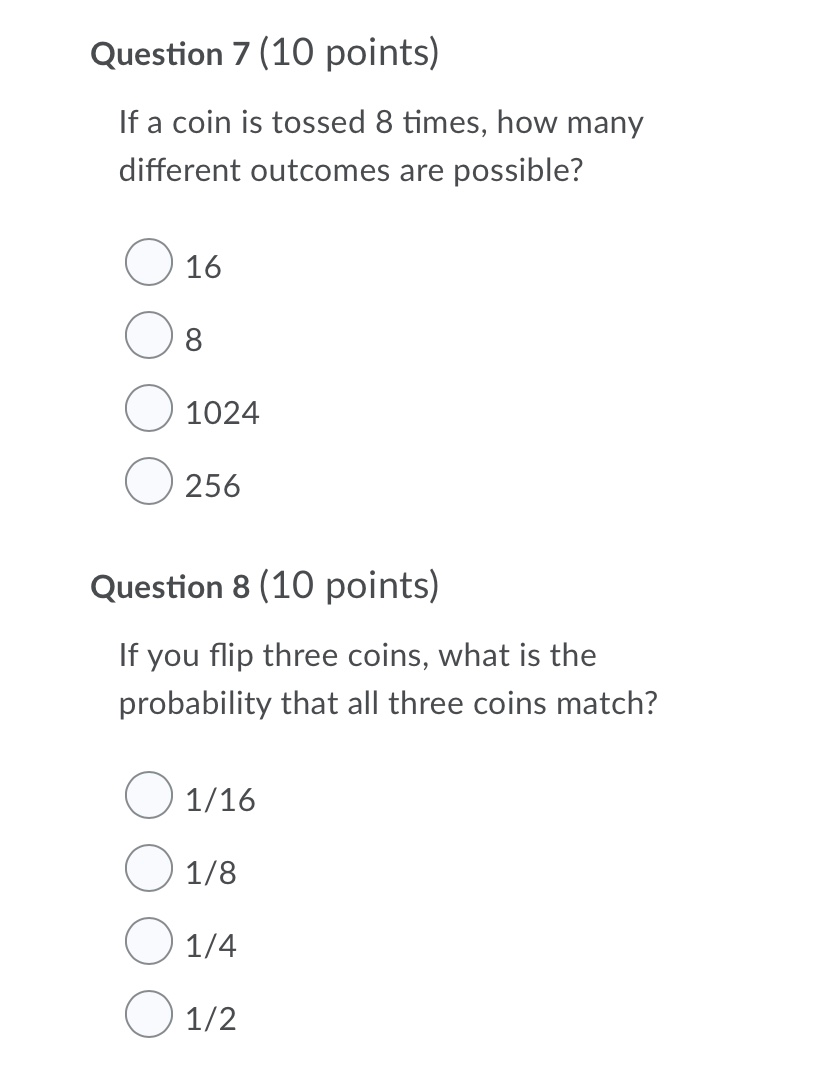 Solved Question 7 (10 points) If a coin is tossed 8 times, | Chegg.com