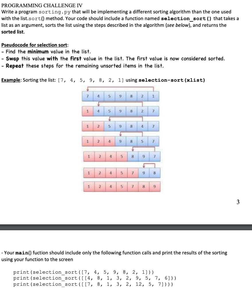 Solved Programming Challenge Iv Write A Program Sortingpy 8593