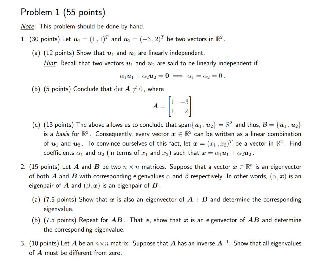 Solved Problem 1 (55 points) Note: This problem should be | Chegg.com