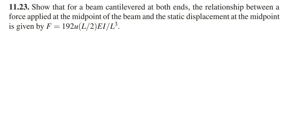 Solved 11.23. Show that for a beam cantilevered at both | Chegg.com