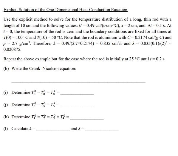 Explicit Solution of the One-Dimensional | Chegg.com