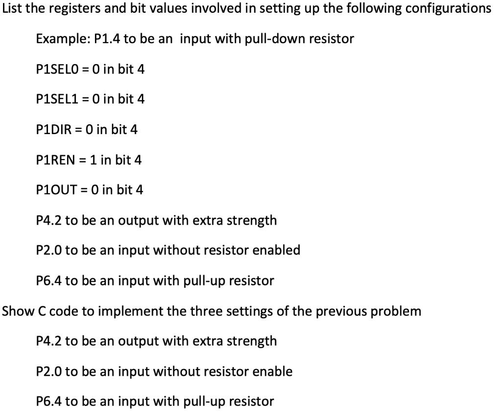 Solved ist the registers and bit values involved in setting | Chegg.com