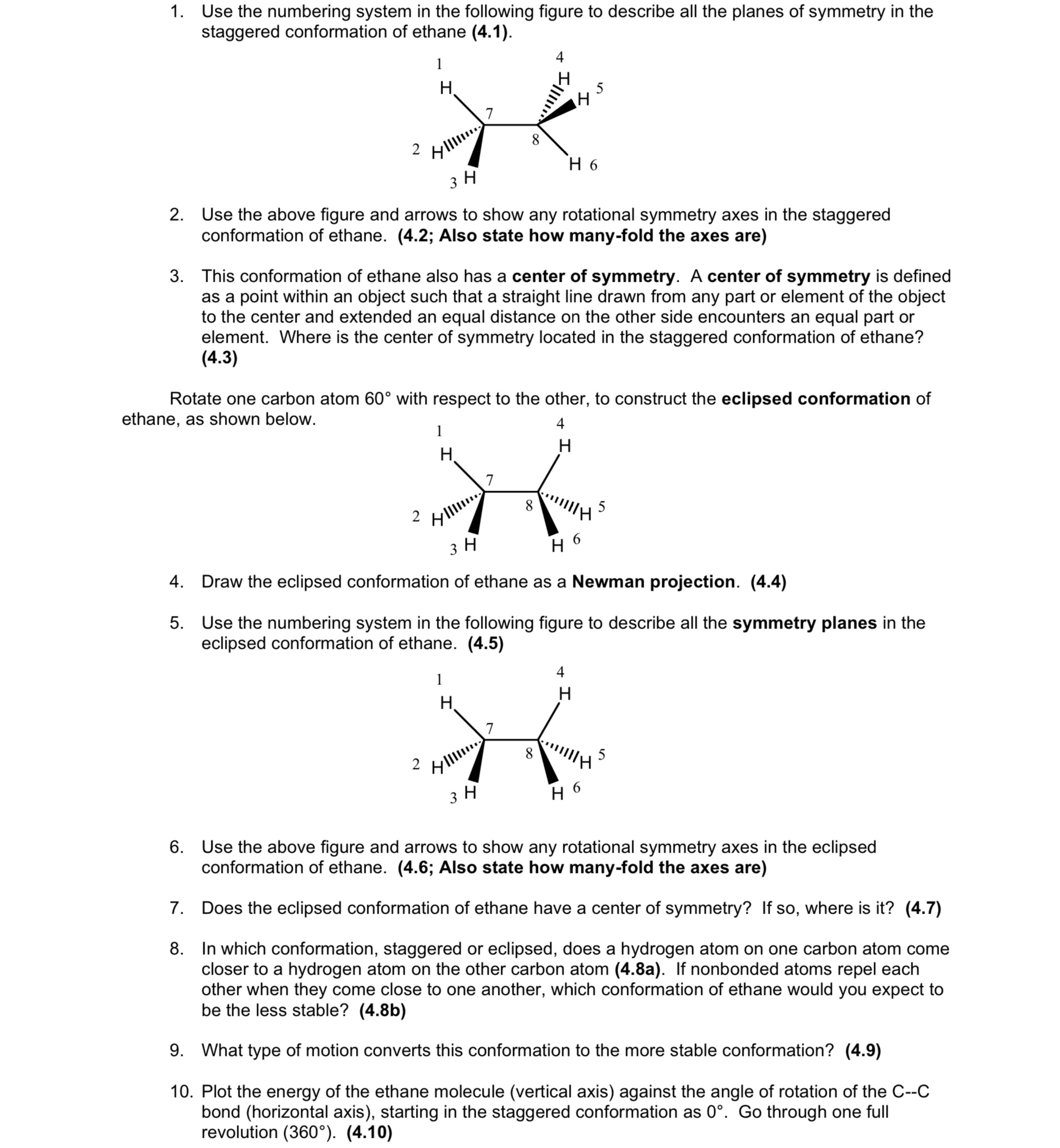 Solved 4. The Conformations of Ethane (Optional) Procedure: | Chegg.com