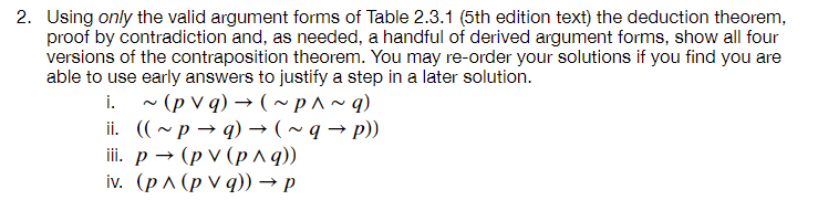Solved TABLE 2.3.1 Valid Argument Forms Modus Ponens | Chegg.com