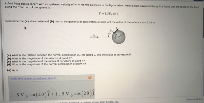 Solved A fluid flows past a sphere with an upstream velocity | Chegg.com