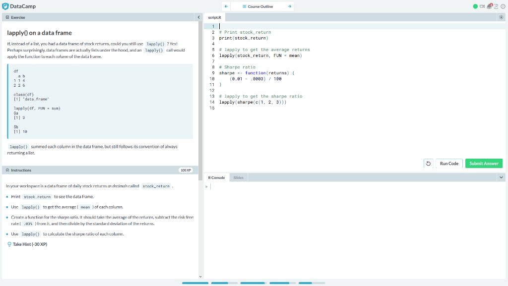Solved DataCamp Course Outline . Exercise scroR 2 Print | Chegg.com
