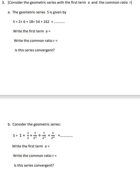 Solved [Consider the geometric series with the first term a | Chegg.com