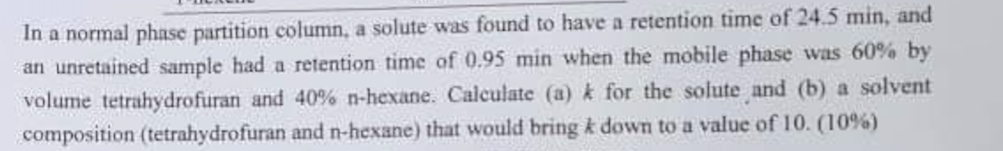 Solved In a normal phase partition column, a solute was | Chegg.com