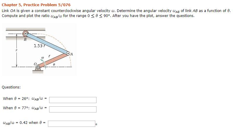 Solved Chapter 5, Practice Problem 5/076 Link OA is given a | Chegg.com