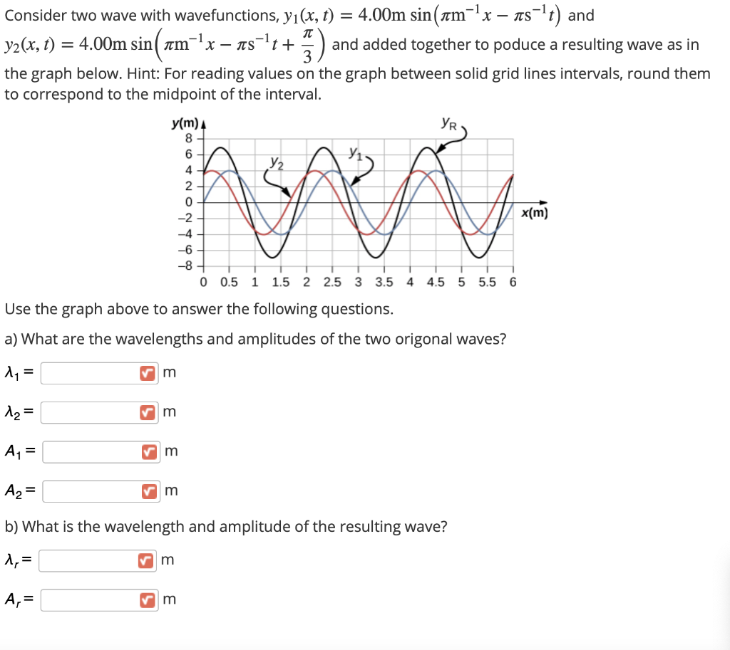 Solved Consider two wave with wavefunctions, yı(x, t) = | Chegg.com
