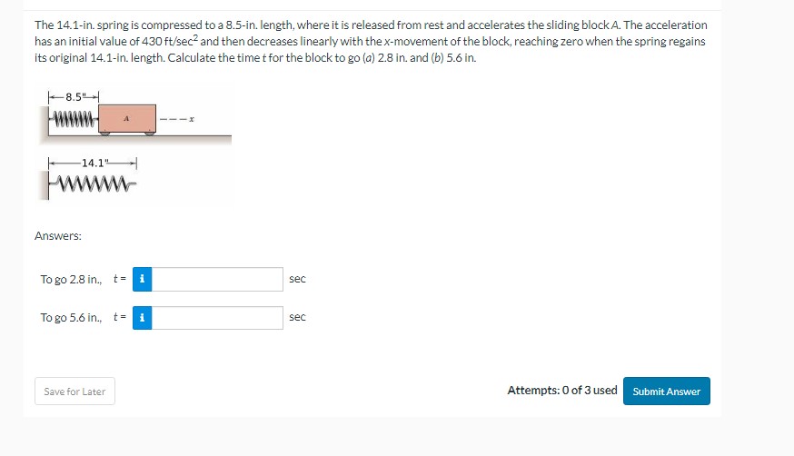 Solved The 14.1-in. spring is compressed to a 8.5-in. | Chegg.com