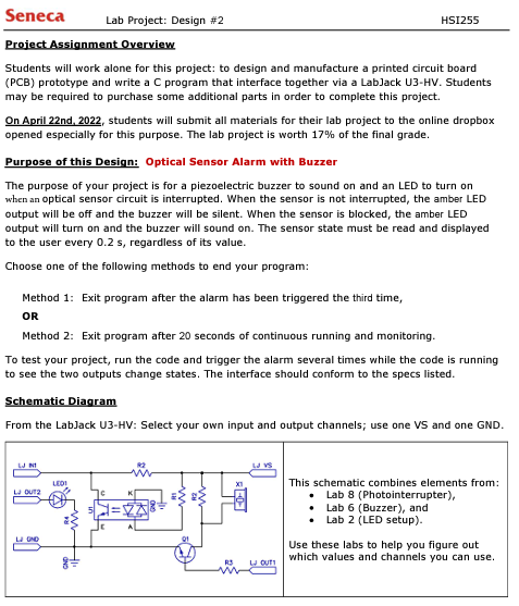 Solved Seneca Lab Project: Design #2 HSI255 Project | Chegg.com