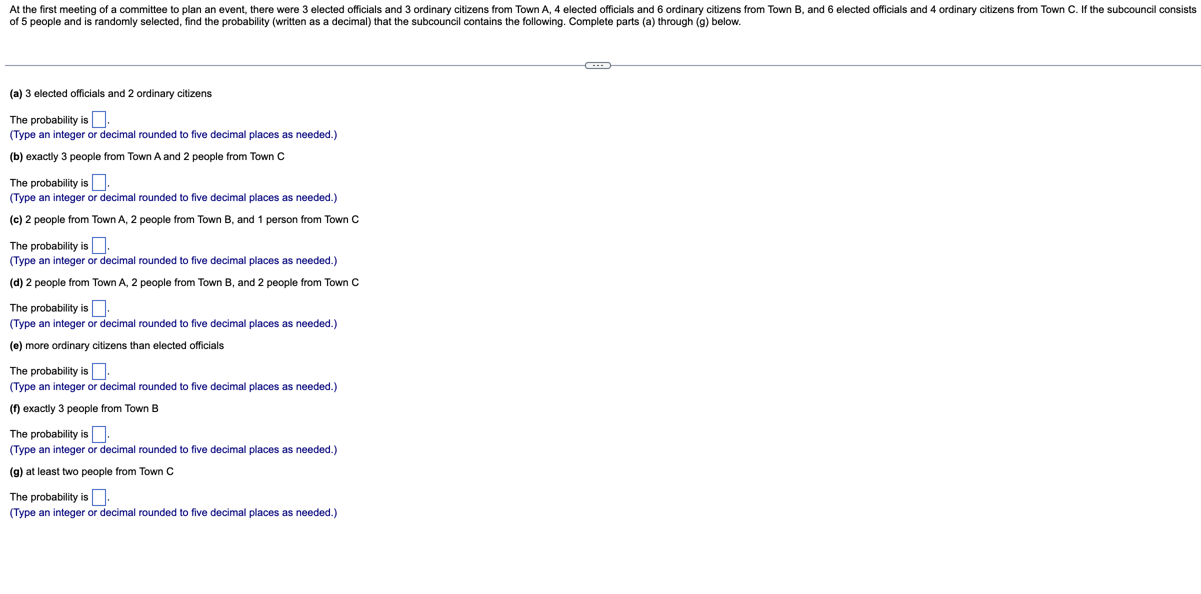 Solved (a) 3 elected officials and 2 ordinary citizens The | Chegg.com