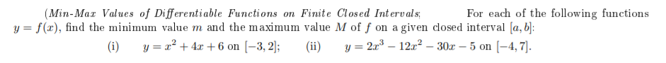 Solved (Min-Mar Values of Differentiable Functions on Finite | Chegg.com