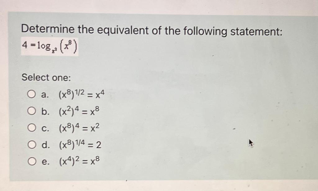 Solved Determine the equivalent of the following statement: | Chegg.com