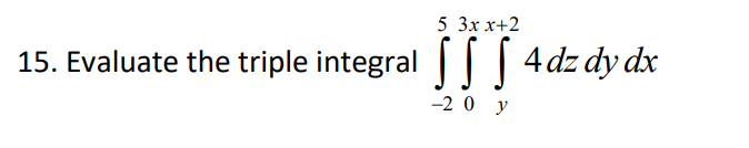 Solved 15. Evaluate the triple integral ∫−25∫03x∫yx+24dzdydx | Chegg.com