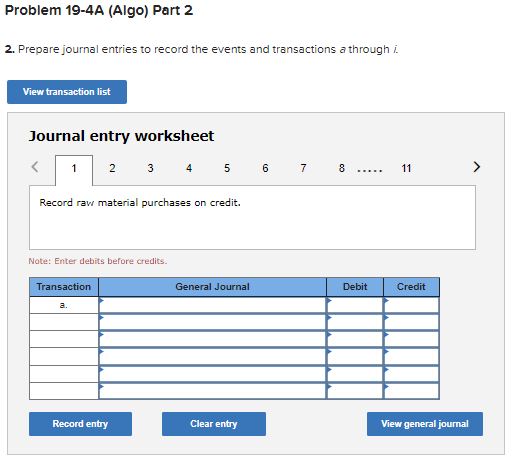 Solved Requlred Informetion Problem 19-4A (Algo) Preparing | Chegg.com