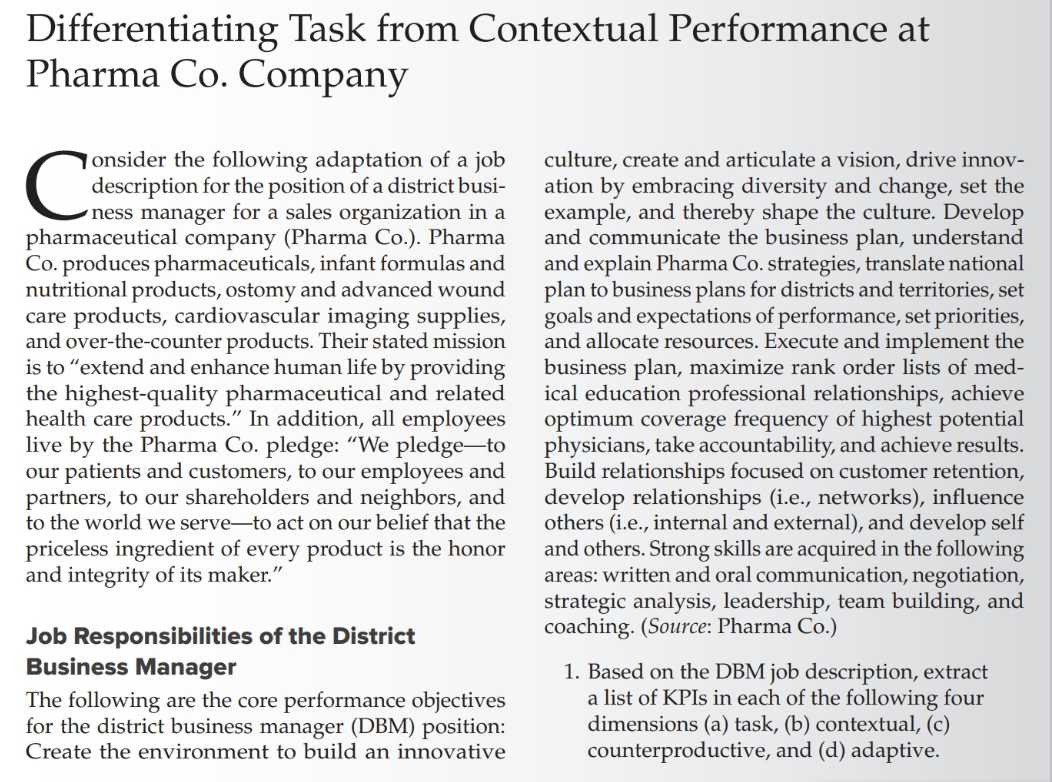 Differentiating Task from Contextual Performance at | Chegg.com