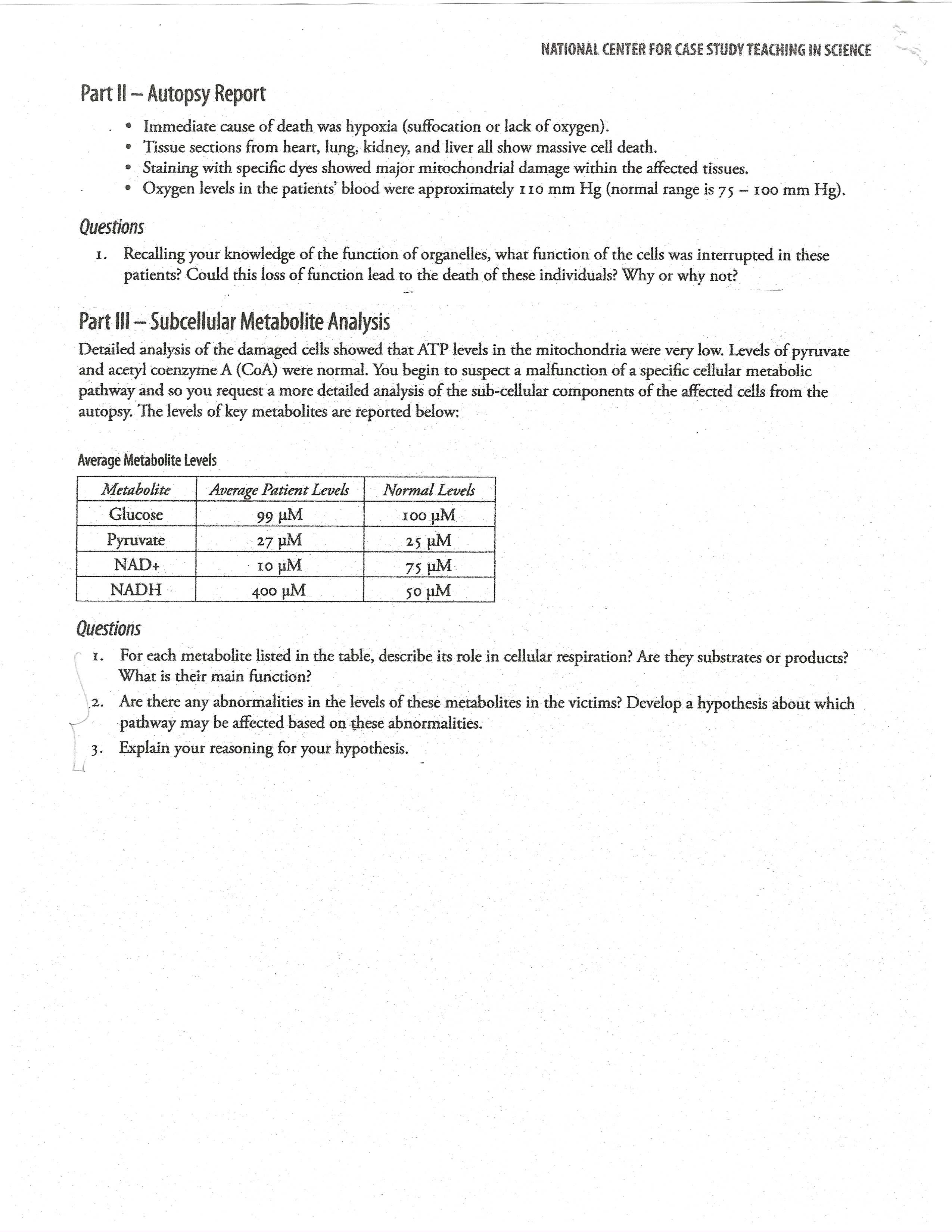 Solved NATIONAL CENTER FOR CASE STUDY TEACHING IN SCIENCE | Chegg.com